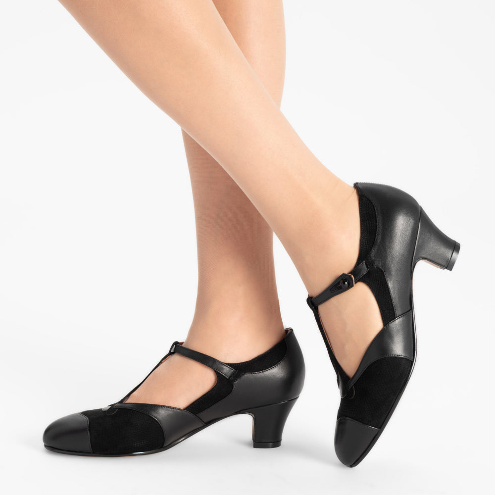 Doris 1920s Pumps Wide (Black) – American Duchess