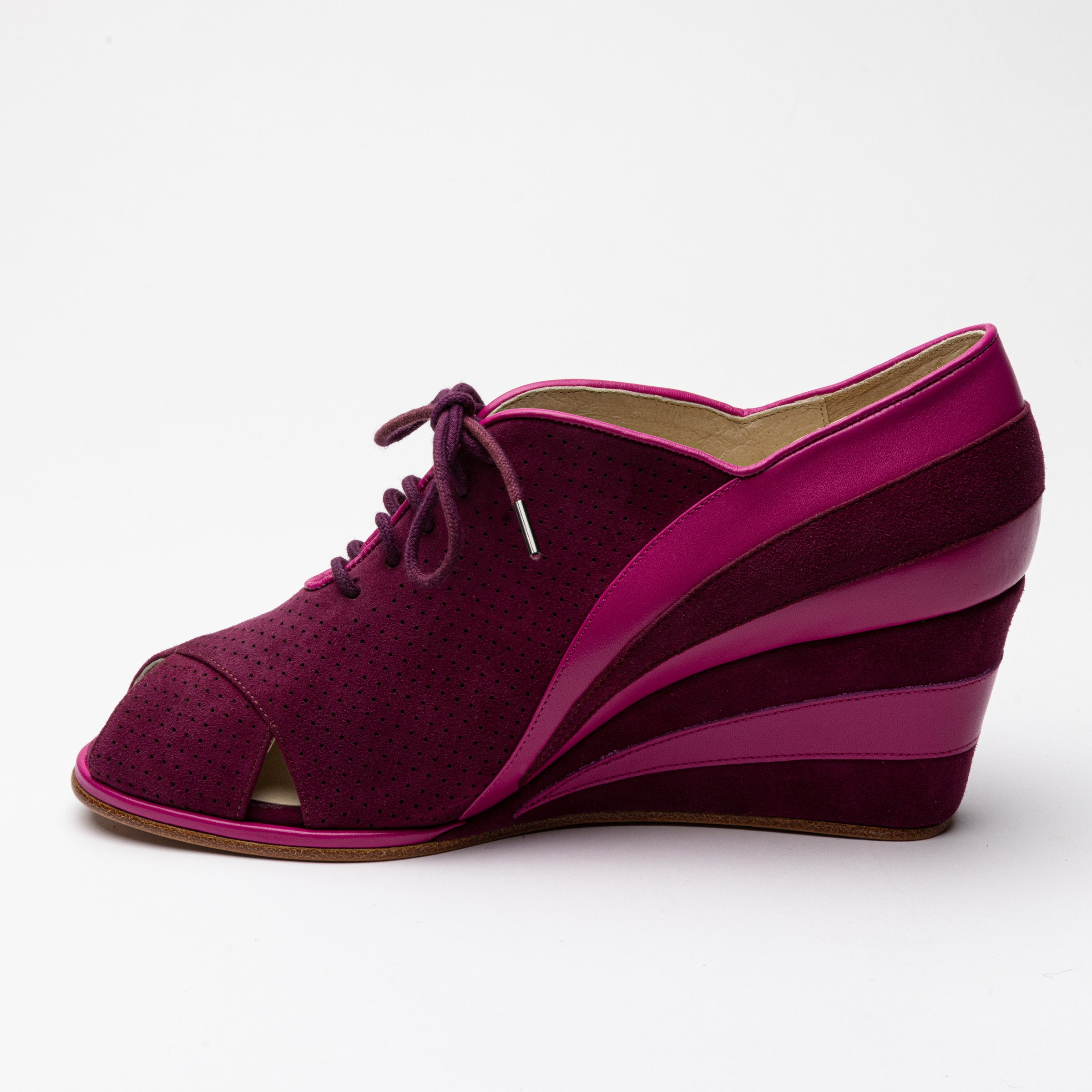 Esme 1930s Wedges (Fuchsia/Wine) – American Duchess