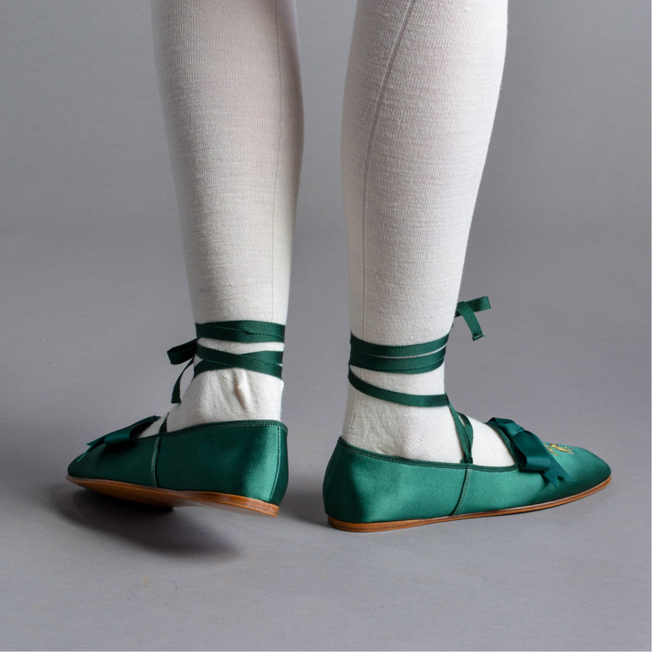 Penelope Regency Slippers (Dark Green) – American Duchess