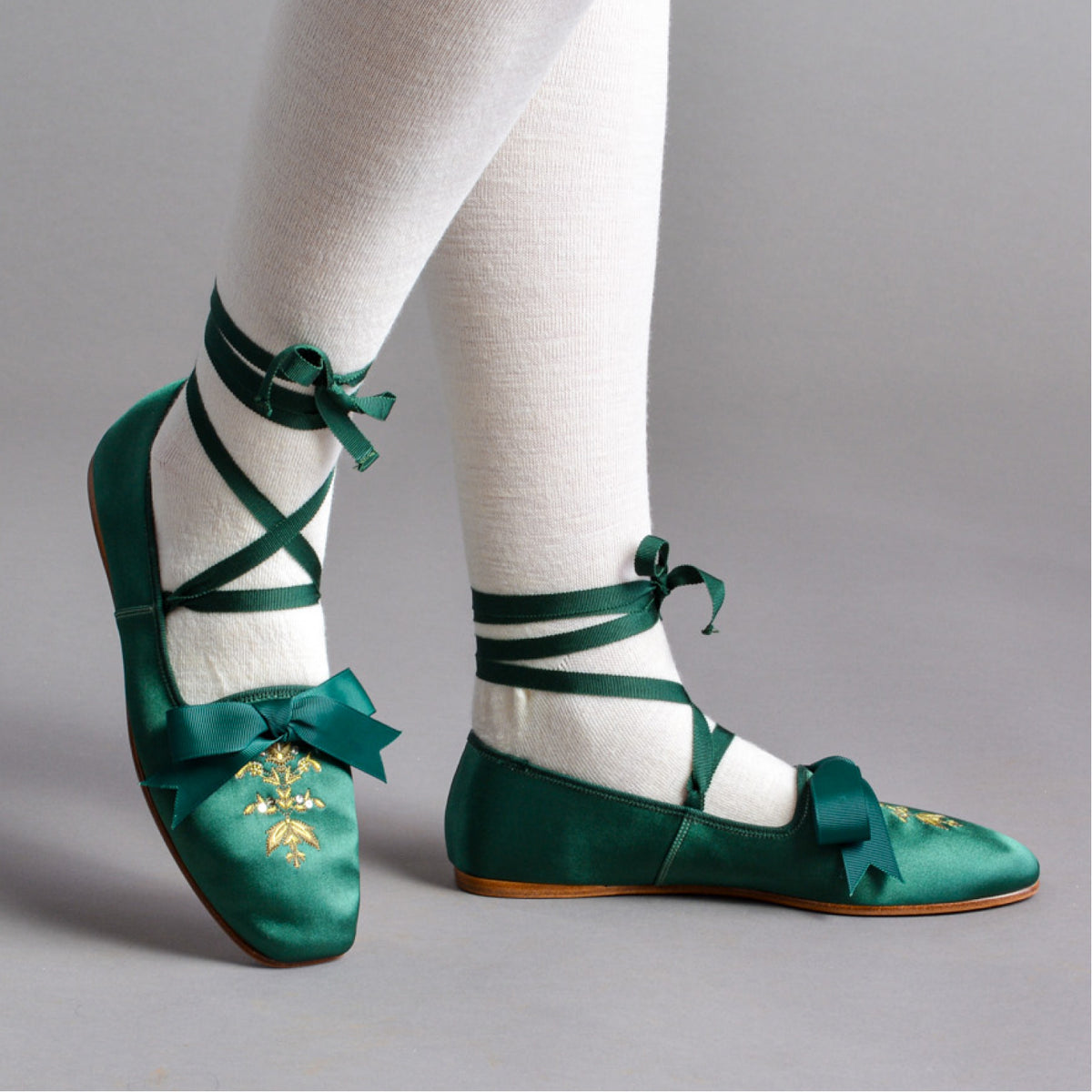 Penelope Regency Slippers (Dark Green) – American Duchess