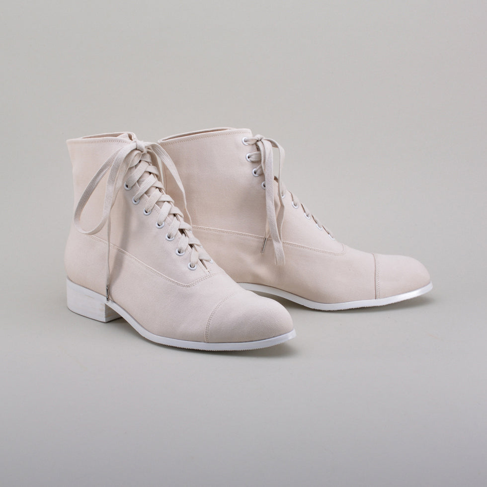 Watson Edwardian Lace-Up Boots (Ivory) – American Duchess