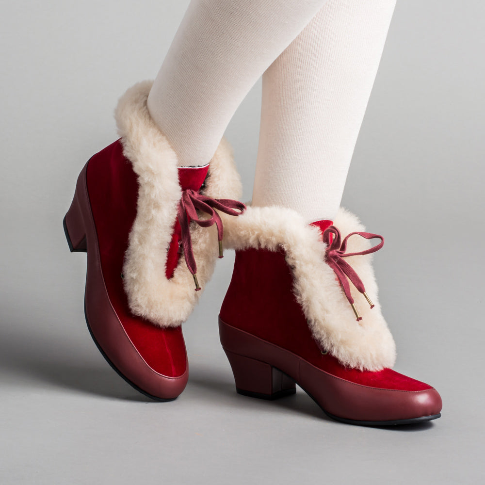 Alpen Women's Retro Winter Booties (Oxblood/Ivory) – American Duchess