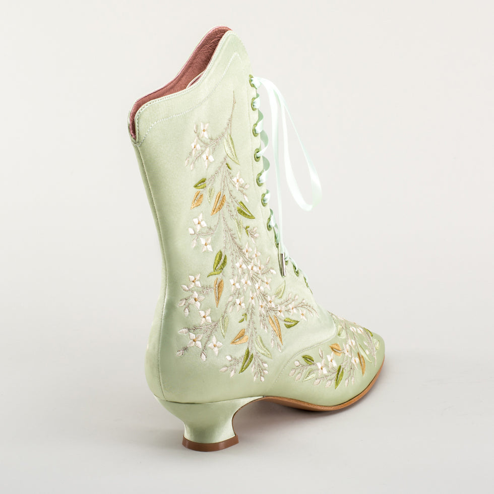 Flora Women's Embroidered Boots (Celadon Green) – American Duchess