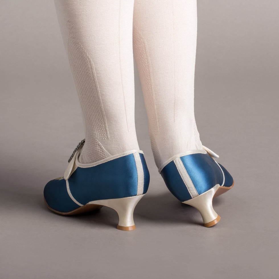 Primrose 18th Century Shoes (Blue/Ivory) – American Duchess