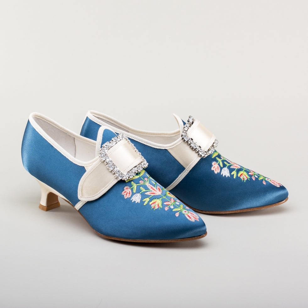 Primrose 18th Century Shoes (Blue/Ivory) – American Duchess