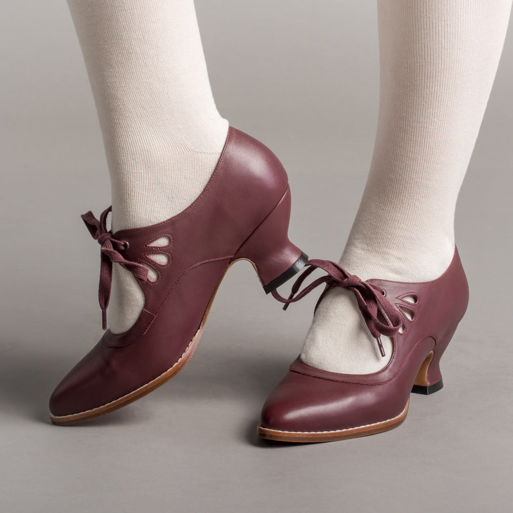 Gibson Edwardian Leather Shoes (Merlot) – American Duchess