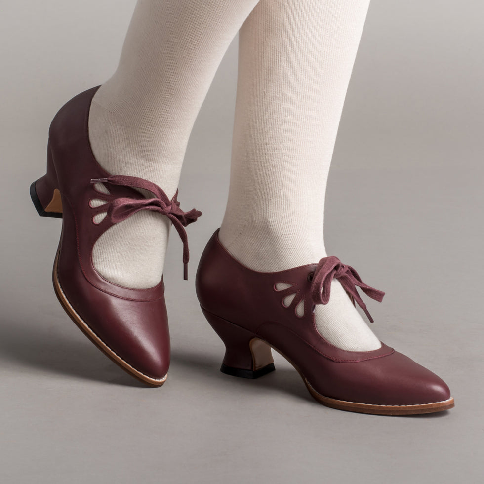 Gibson Edwardian Leather Shoes (Merlot) – American Duchess