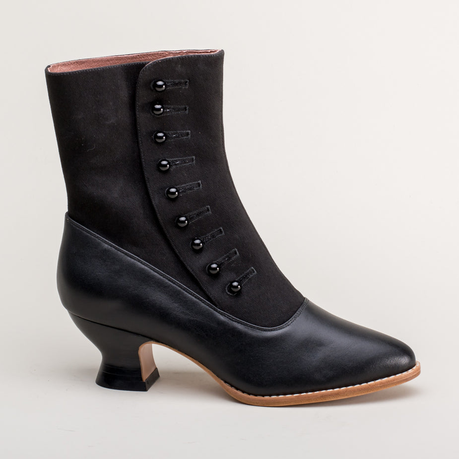 Manhattan Women's Victorian Cloth-Top Button Boots (Black) – American ...