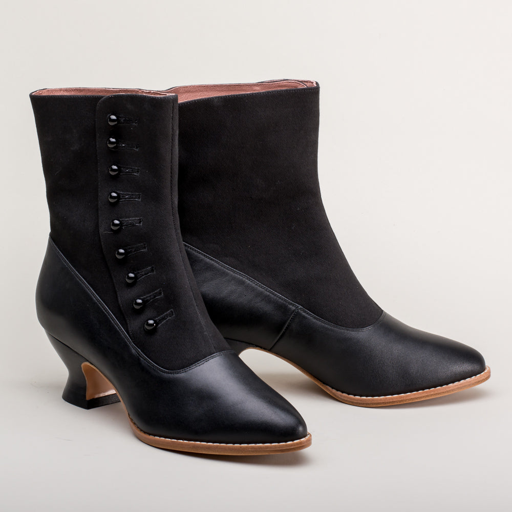 Manhattan Women's Victorian Cloth-Top Button Boots (Black) – American ...