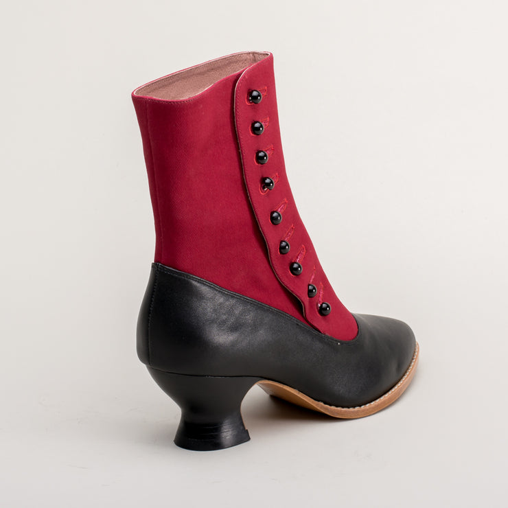 Manhattan Victorian Cloth-Top Button Boots (Burgundy/Black) – American ...