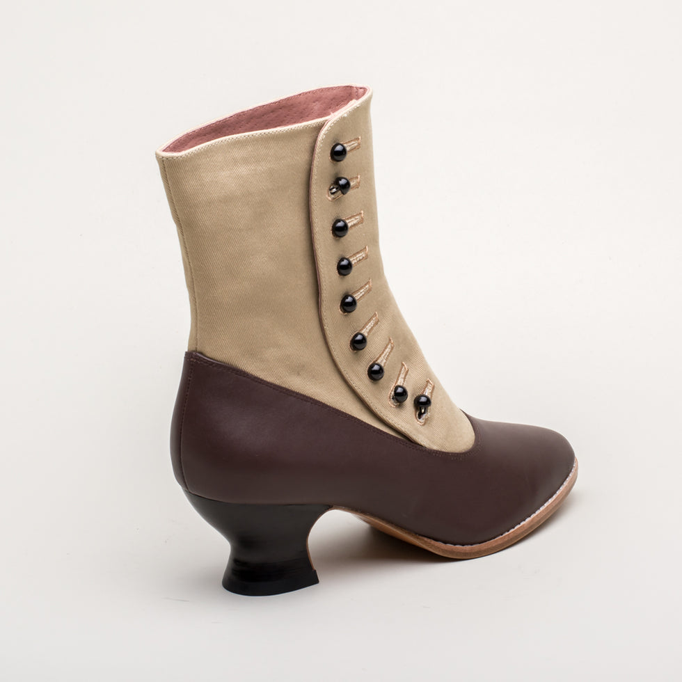 Manhattan Victorian Cloth-Top Button Boots (Tan/Brown) – American Duchess