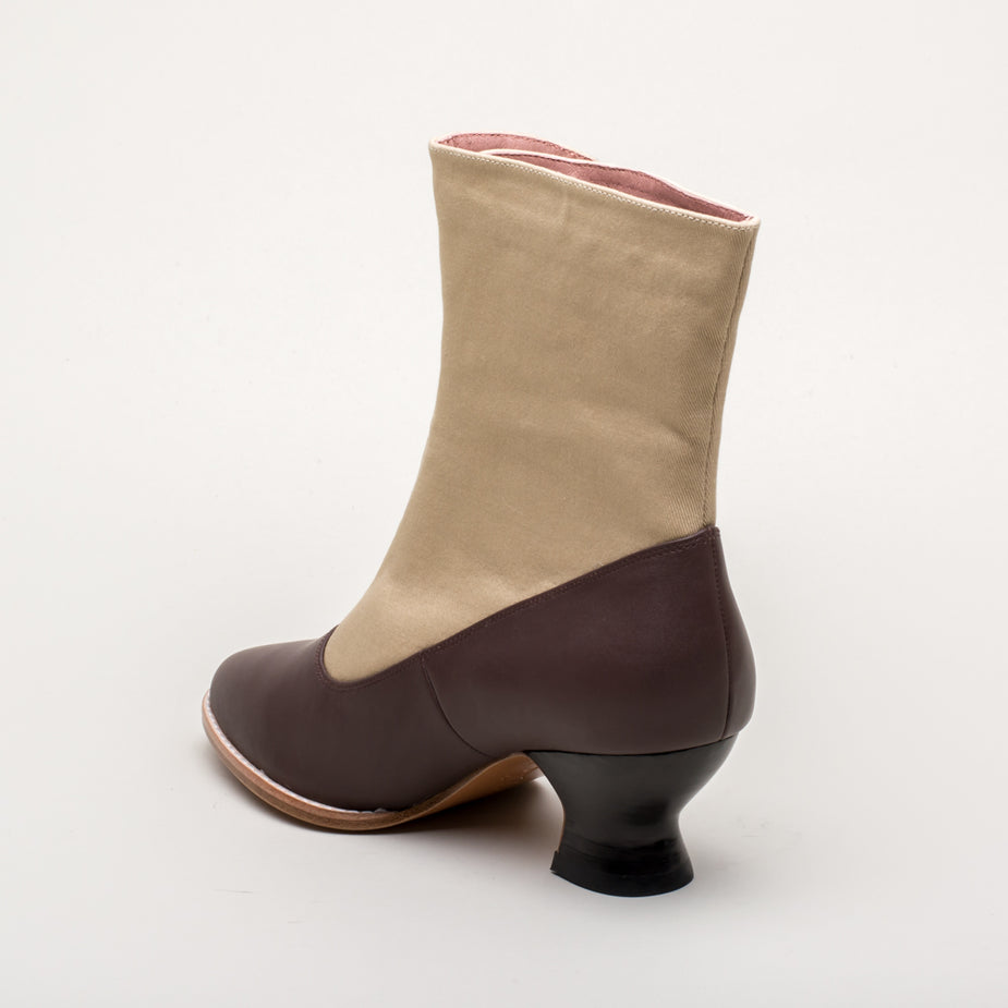 Manhattan Victorian Cloth-Top Button Boots (Tan/Brown) – American Duchess