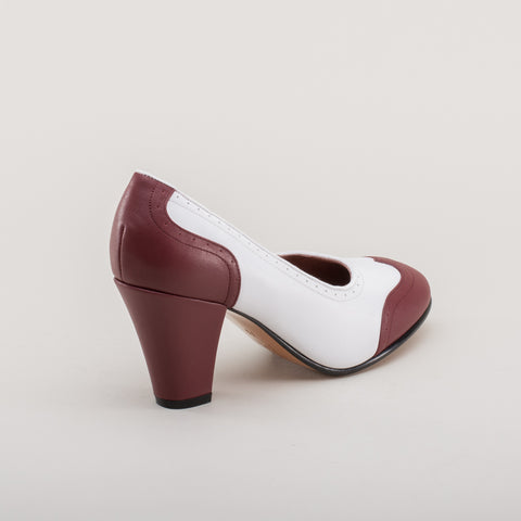 Peggy 1940s Spectator Pumps (Oxblood/White) – American Duchess