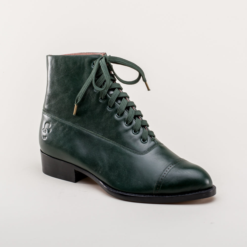 Rainey Women's Vintage Lace-Up Boots (Green) – American Duchess