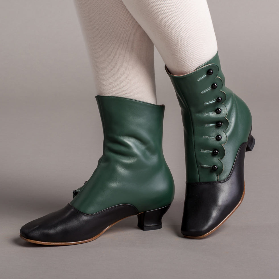 Renoir Victorian Button Boots (Green/Black) – American Duchess