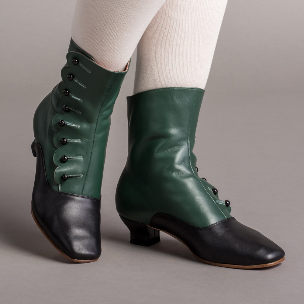 Renoir Victorian Button Boots (Green/Black) – American Duchess