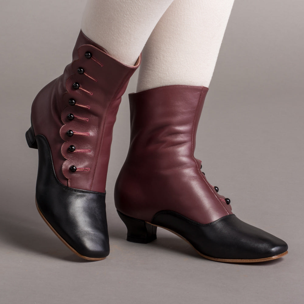 Renoir Victorian Button Boots (Merlot/Black) – American Duchess