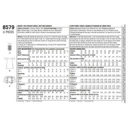 Simplicity 8579 18th Century Underpinnings Sewing Pattern – American ...