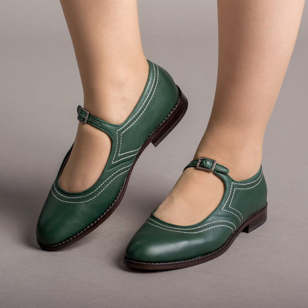 Wednesday Vintage Mary Jane Shoes (Green) – American Duchess