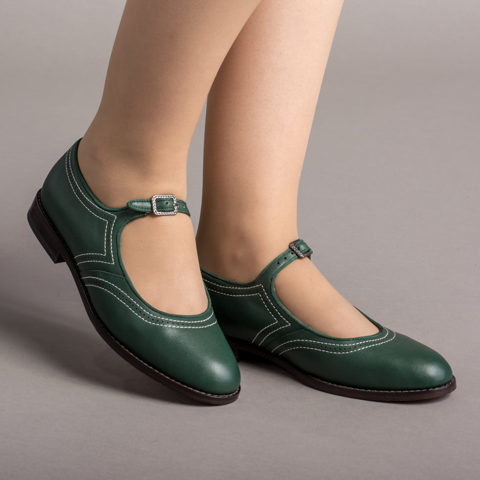 Wednesday Vintage Mary Jane Shoes (Green) – American Duchess