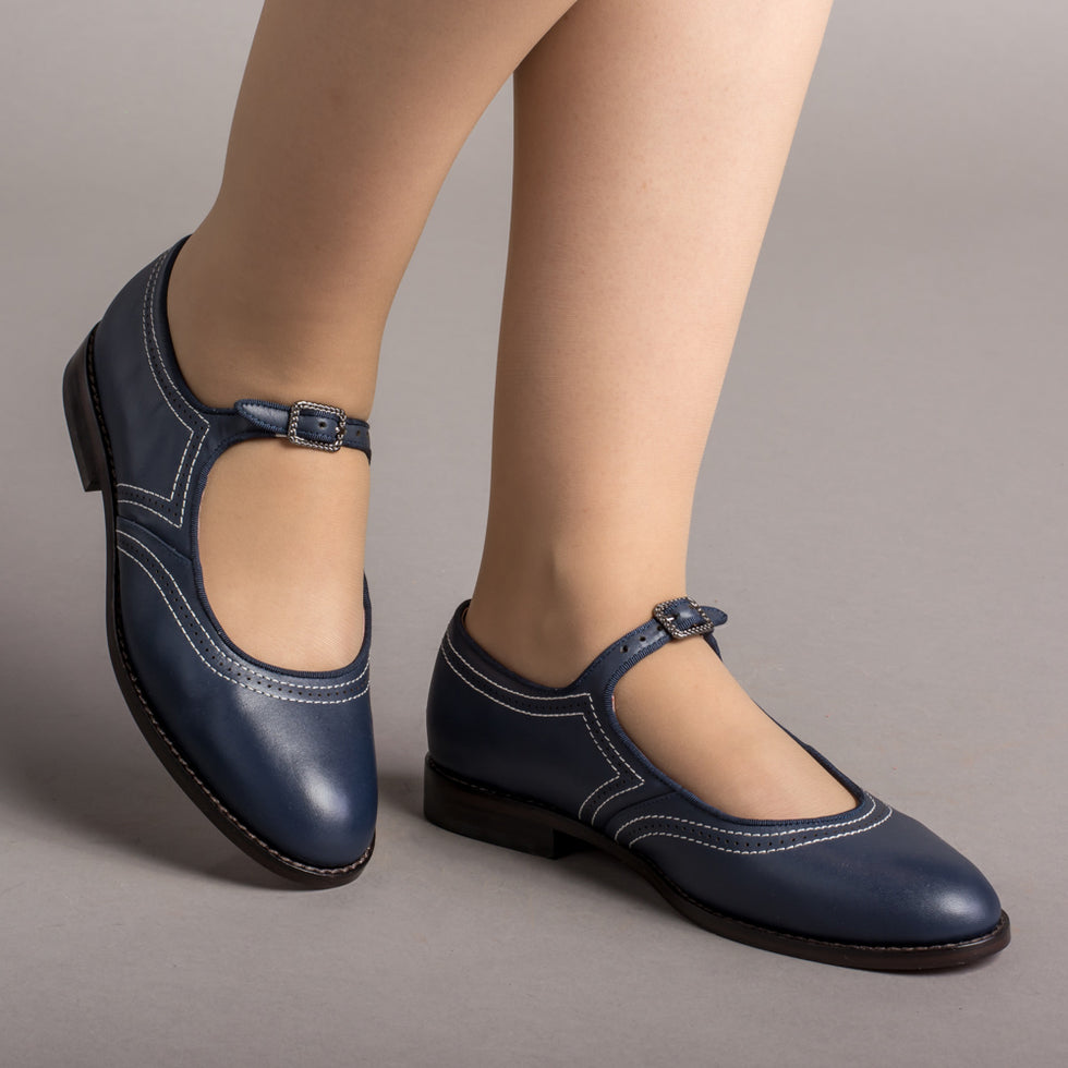Wednesday Vintage Mary Jane Shoes (Navy) – American Duchess